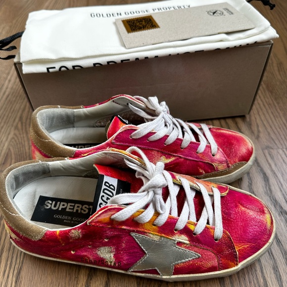 Golden Goose | Shoes | Golden Goode Pink Yellow And Orange Superstar ...